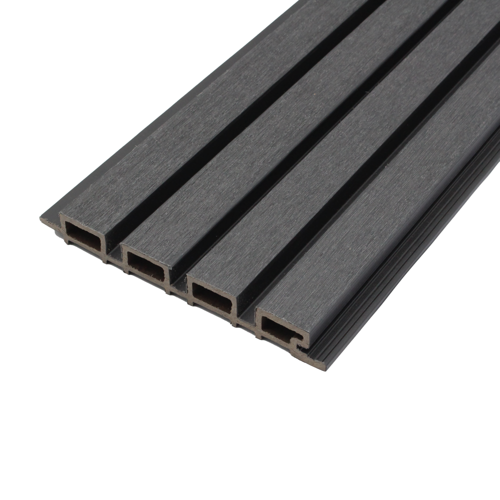 Midnight Black 2.5m Slatted Composite Cladding Acoustic Wall