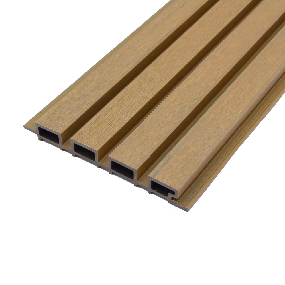 Spiced Cedar 2.5m Slatted Composite Cladding Acoustic Wall